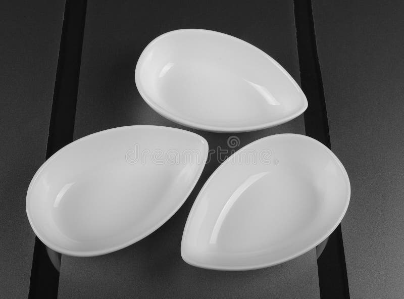 Set of Three Deep Porcelain Bowls. Top View Stock Photo - Image of ...