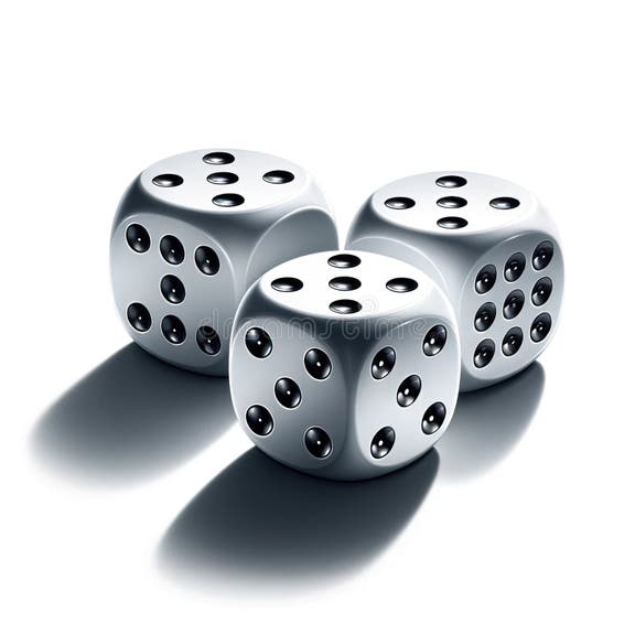 A Set of Three Dice with a Shadow Ready for a Game Night or Bunco Stock ...