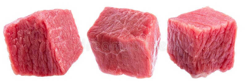 Set of Three Diced Beef Cuts Isolated on White. File Contains Clipping ...