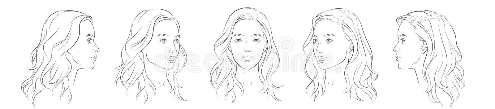 Set of Three Different Angles. Different View Front, Profile, Three ...