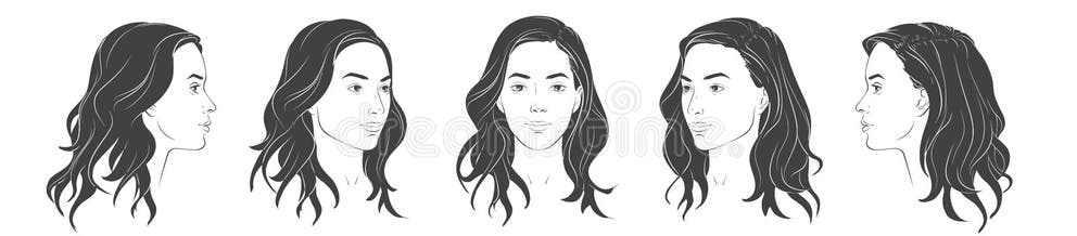 Set of Three Different Angles. Different View Front, Profile, Three ...