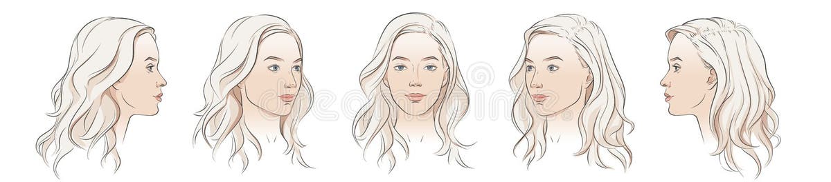 Young Girl Face Different Angles Stock Illustrations – 68 Young Girl ...