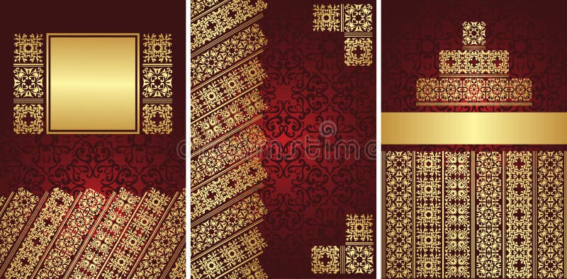 Set of Three Different Cards with Decorative Vintage Elements Stock ...