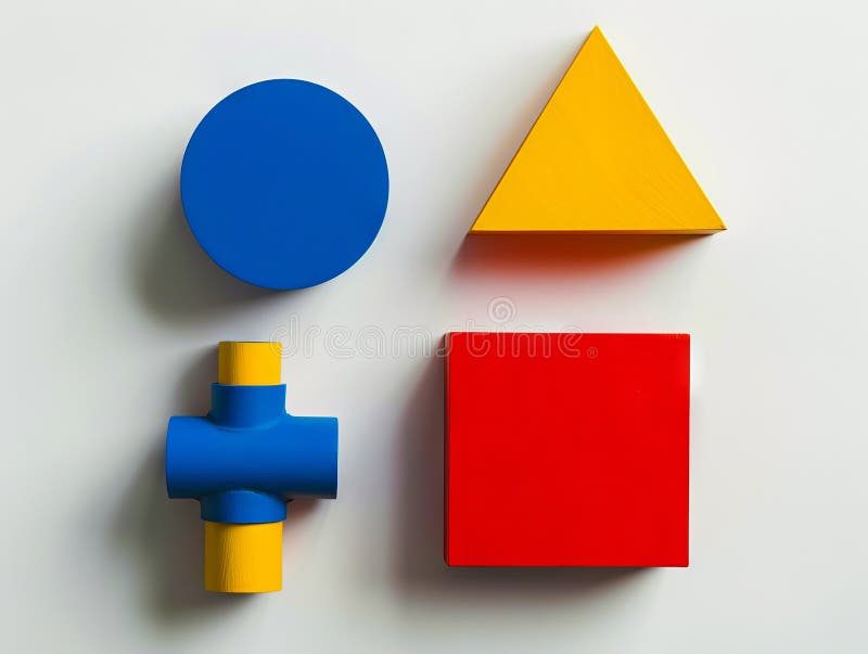 A Set of Three Different Colored Blocks Stock Image - Image of square ...