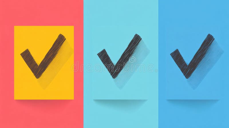 A Set of Three Different Colored Posters with a Check Mark Stock ...