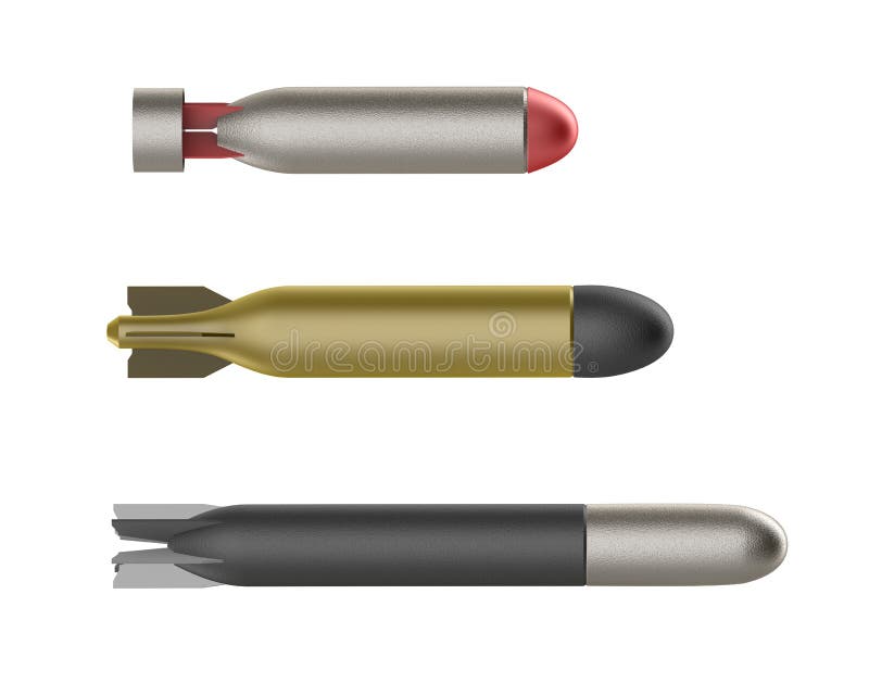 Set of Three Different Torpedoes Isolated on White Stock Illustration ...