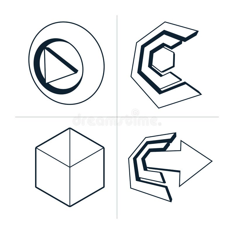 Set of Abstract Icons, Play Sign, Special Arrow. Vector Push but Stock ...