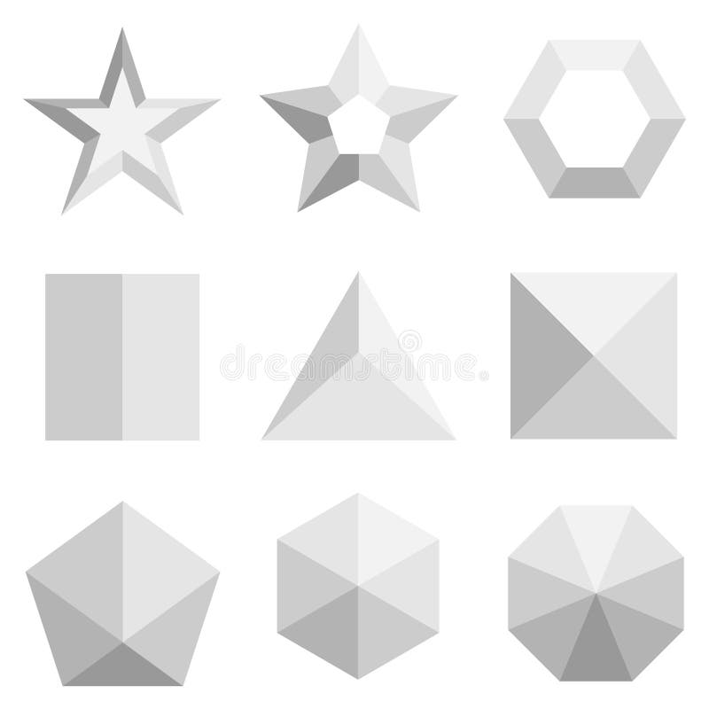 A Set of Three-dimensional Geometric Shapes in Gray. Top View on ...