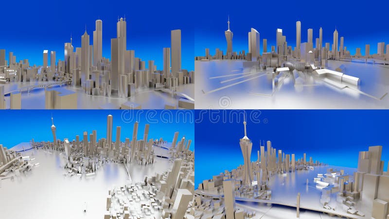 Set Three-dimensional Landscape of the Modern City. the Huge Layout of ...