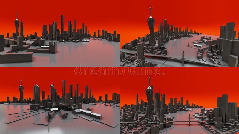 Set Three-dimensional Landscape of the Modern City. the Huge Layout of ...
