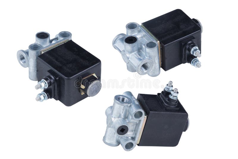 Set of Three Electromagnetic Valves for Locking Car Wheels on an ...