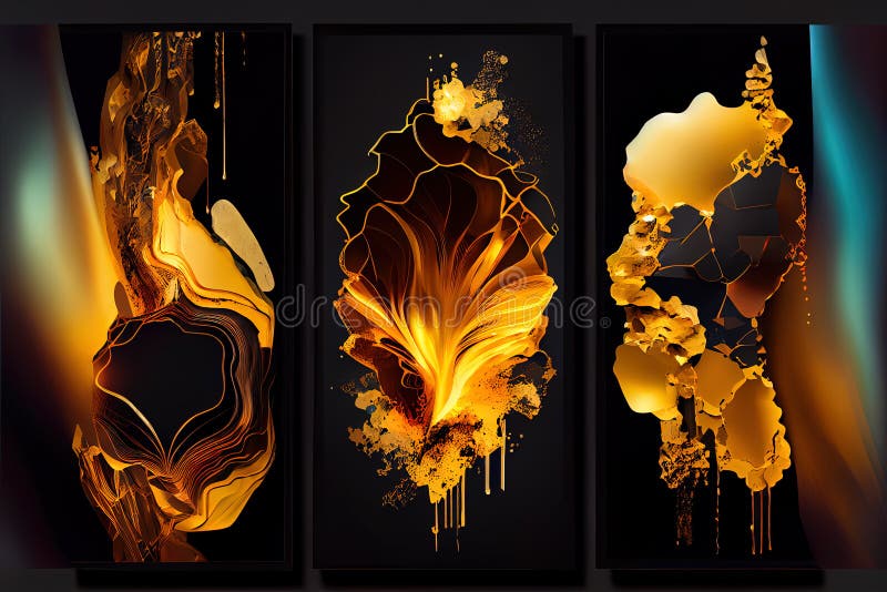 Set of Three Fire Abstraction Banners. Generative AI Stock Illustration ...