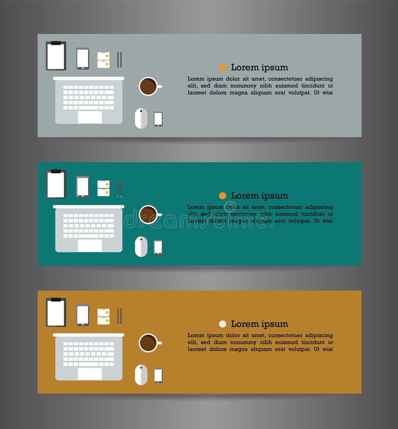 Set Three Flat Computer Banner Texture. Vector Banner Background Stock ...