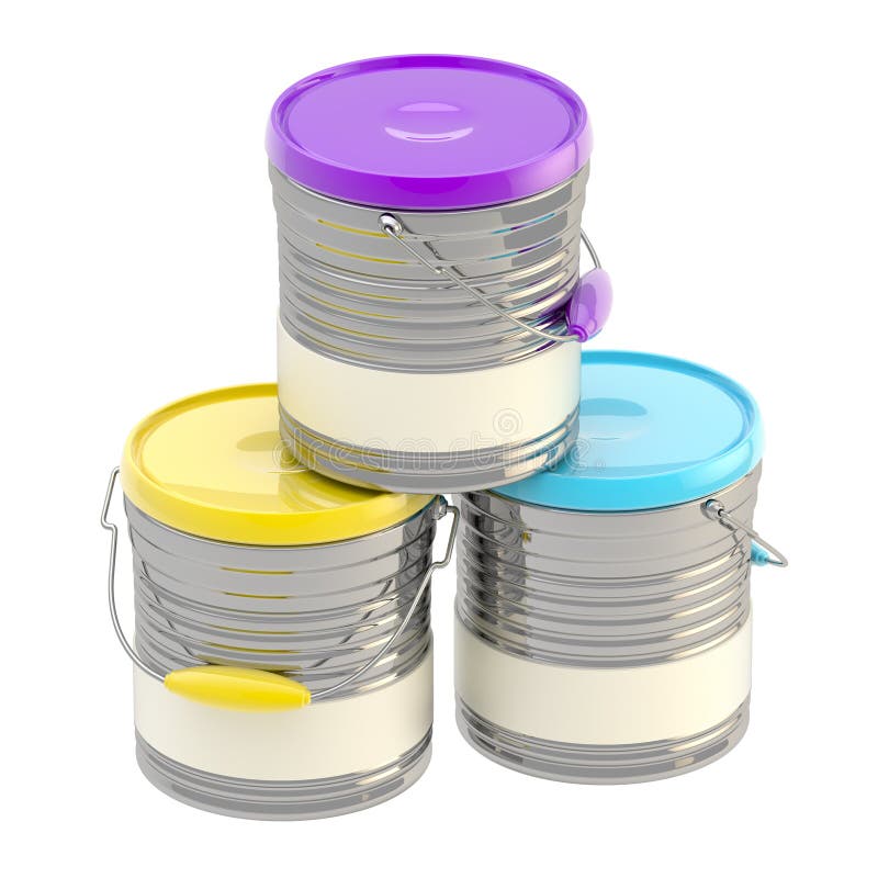 Set of Three Glossy Paint Buckets Isolated Stock Illustration ...