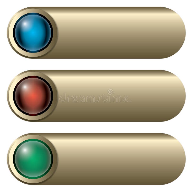 Set three golden buttons stock vector. Illustration of modern - 34476921