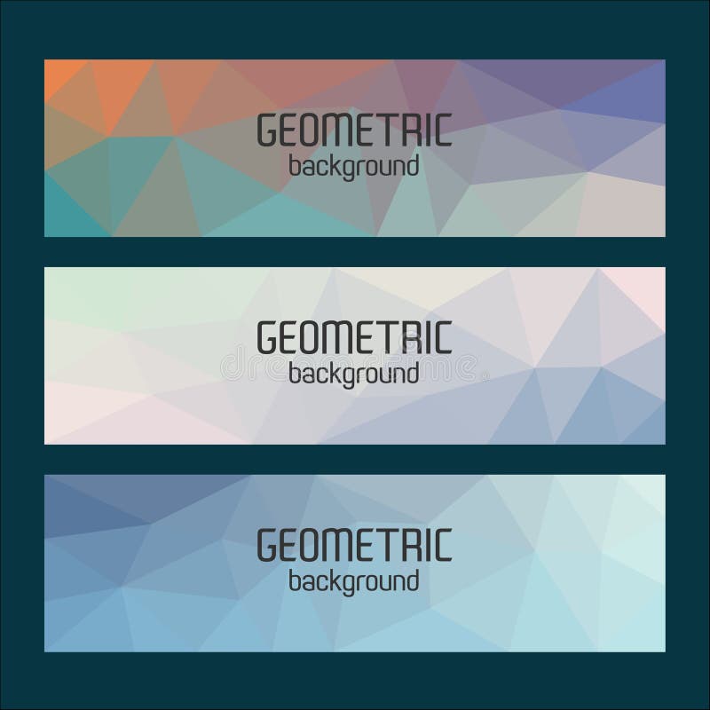 A Set of Three Gradient-filled Rectangular Banners with Geometric Low ...