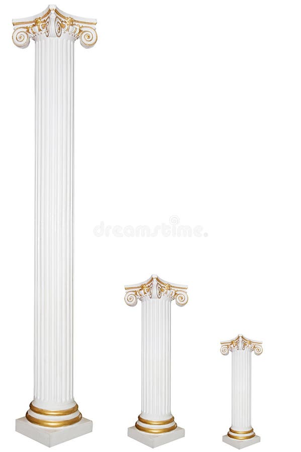 Set of Three Greek Columns, Diffirent Sizes Stock Image - Image of ...