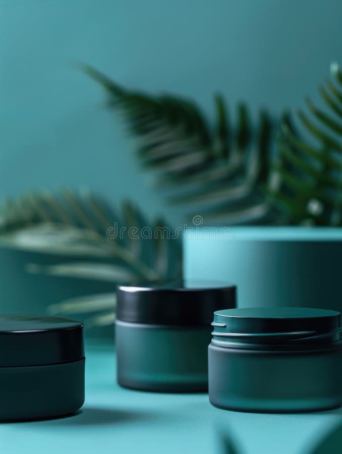 A Set of Three Green Containers with Lids Sit on a Blue Background ...