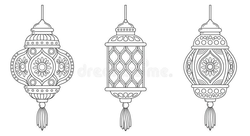 A Set of Three Hanging Lanterns (Kandil) with Simple Geometric Patterns ...