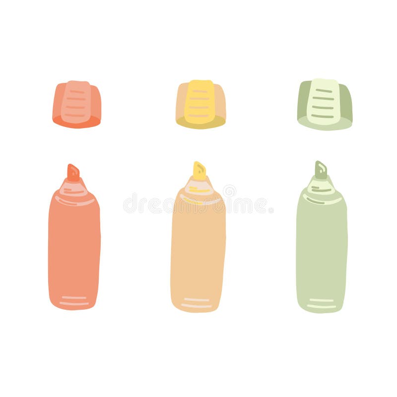 Set of Three Highlighters Flat Design Stock Vector - Illustration of ...
