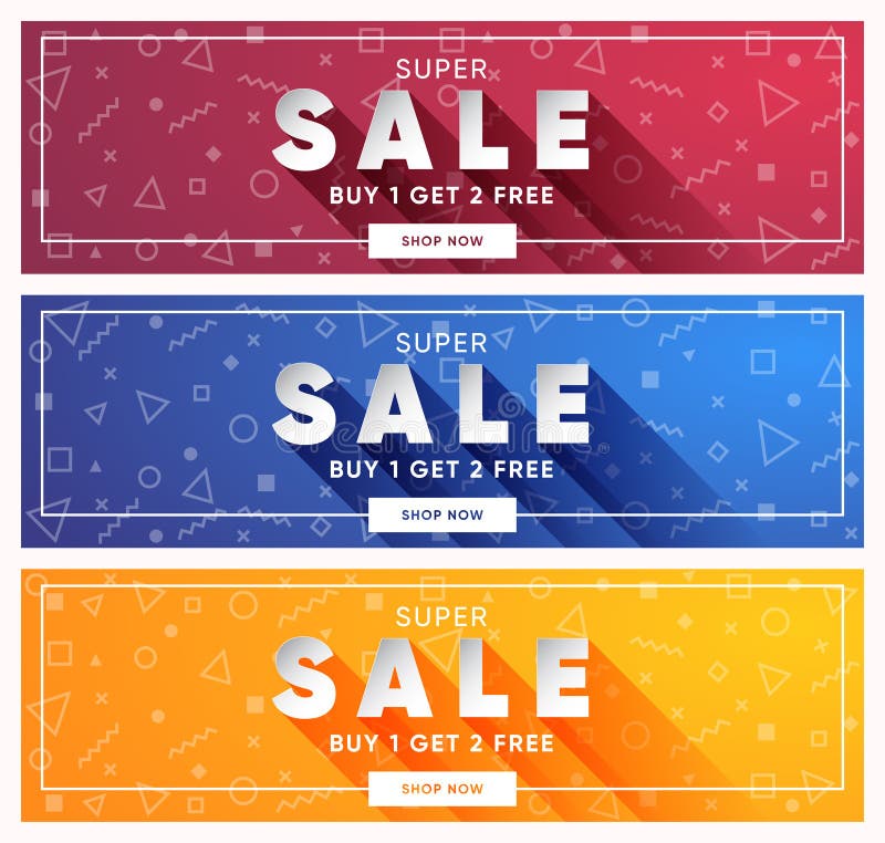 Set of Three Horizontal Banners with Dual Gradient Background, Can Be ...