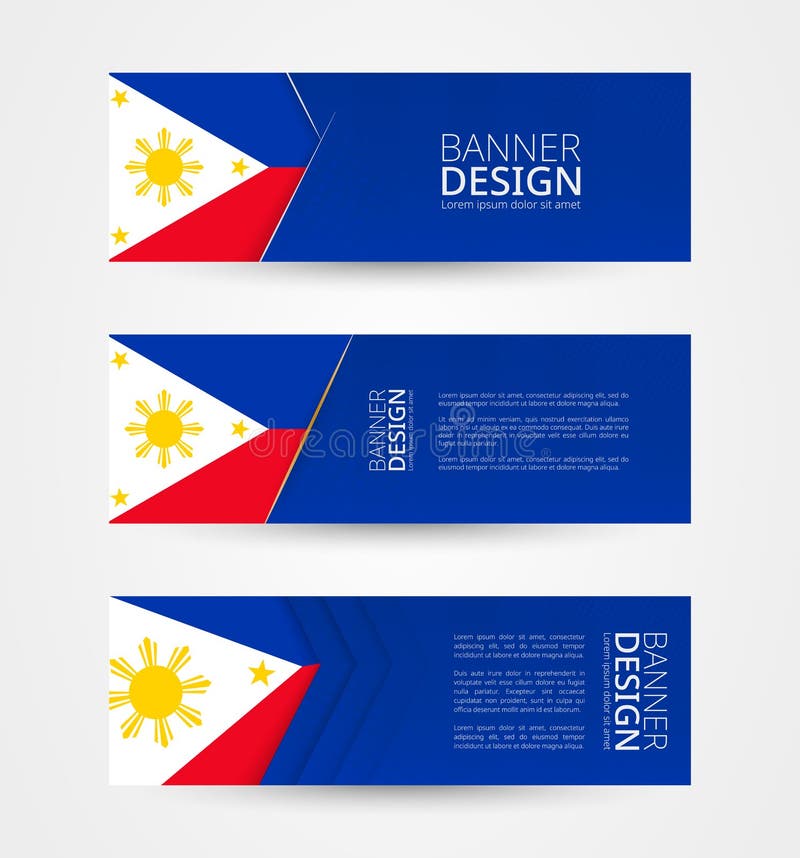 Set of Three Horizontal Banners with Flag of Philippines. Web Banner ...