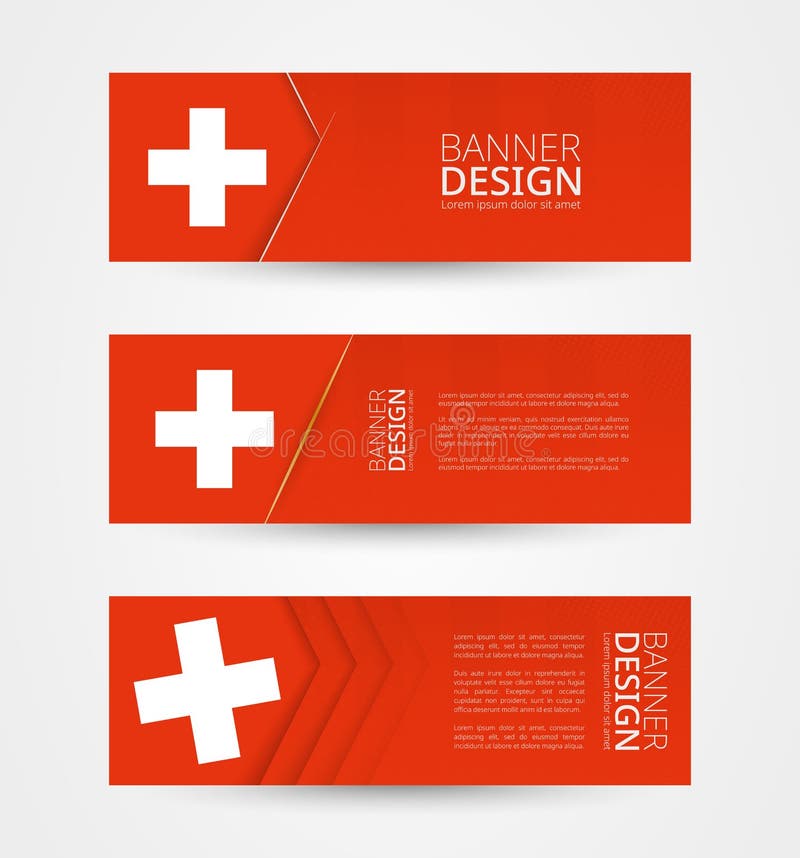 Set of Three Horizontal Banners with Flag of Switzerland. Web Banner ...