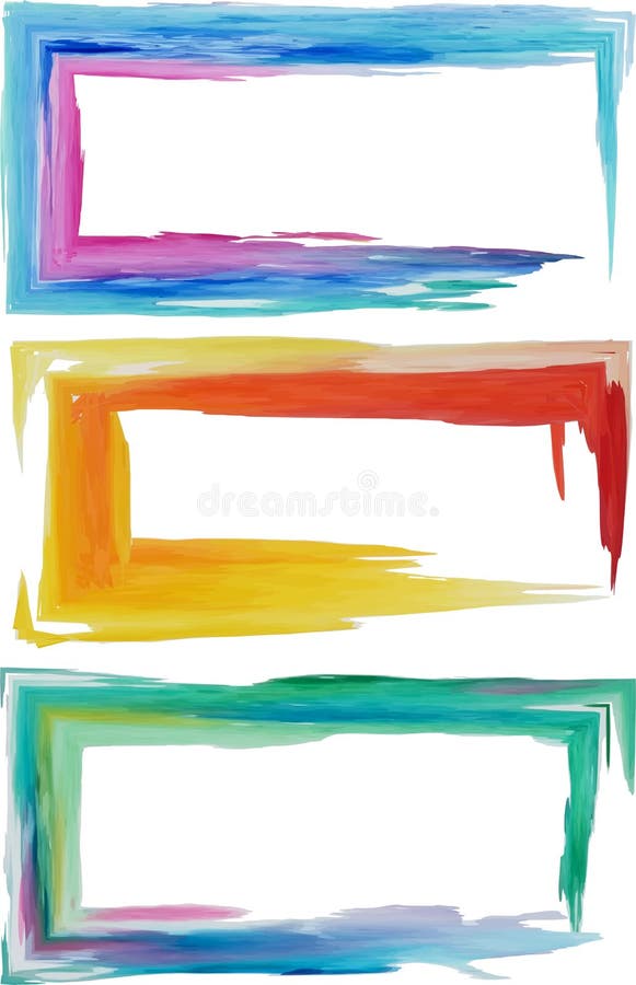 Set Three Horizontal Rectangular Frames Watercolor Stock Vector ...