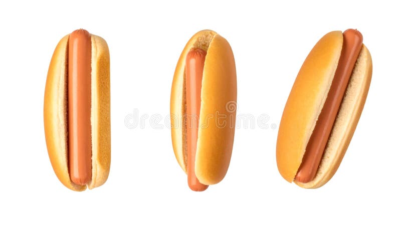 Set of Three Hot Dogs from Different Angles on Transparent Background ...