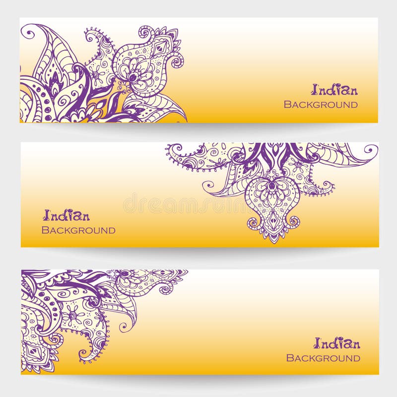 Set of Three Indian Banners. Stock Vector - Illustration of grungy ...