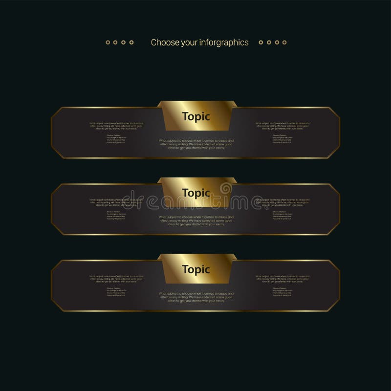 Set of Three Infographic Vector Template with Gold Element Option and ...
