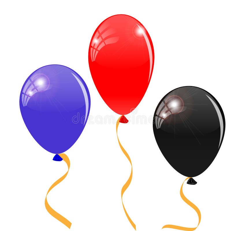 Set of Three Isolated Balloons of Different Colors. Stock Vector ...