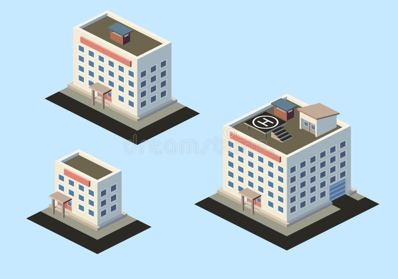 Set of Three Isometric Multi-storey Building. Vector Illustration Stock Vector - Illustration of ...