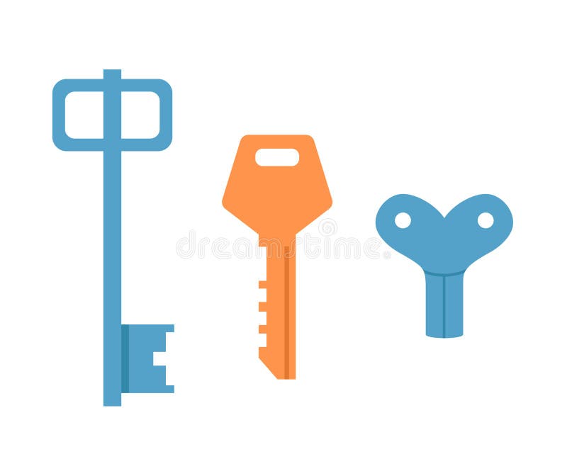 Keys Different Shapes. Set of Vector Illustrations. Stock Vector ...