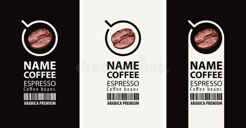 Set of Three Labels for Coffee Beans with Barcodes Stock Vector ...