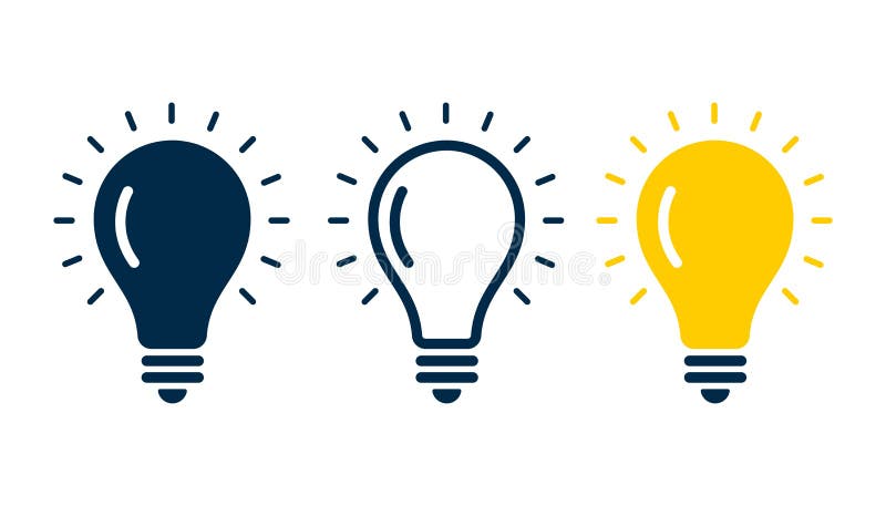Set of Three Light Bulb Represent Effective Business Idea Concept Stock ...