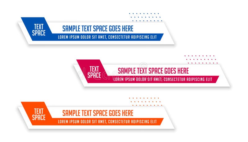 Set of Three Lower Third Title Banner for New Screen Stock Vector ...