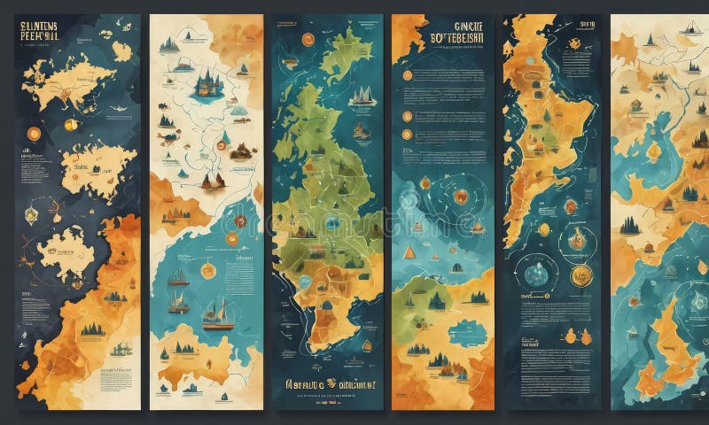 Set Three Maps with Different Locations and Stock Illustration ...