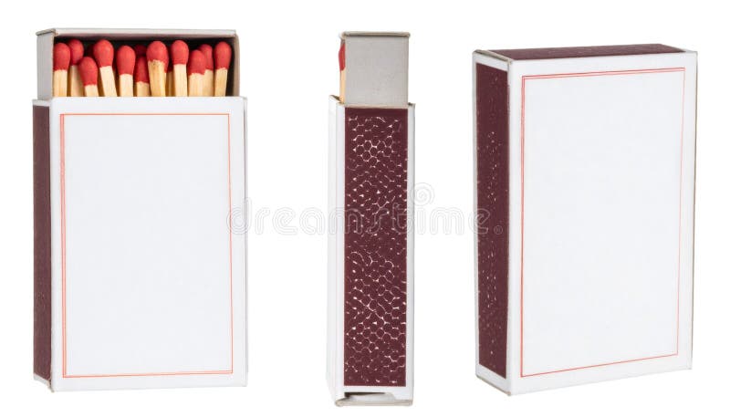 Set of Three Matches Boxes from Different Angles, Isolated on White ...