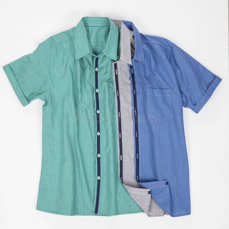 Set of Three Men Shirts in White Background Stock Photo - Image of ...