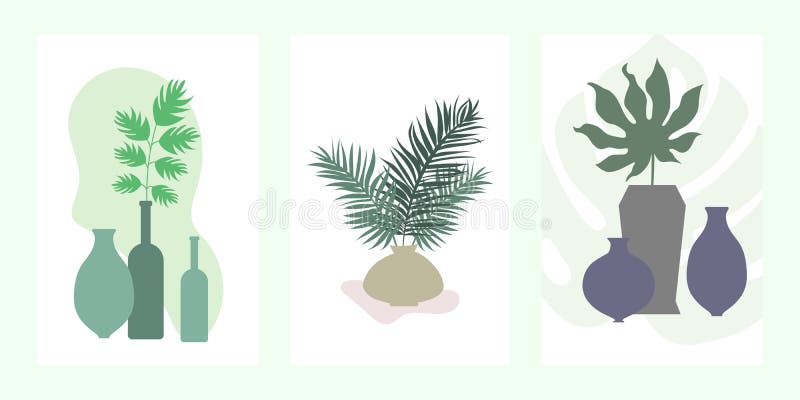 Set of Three Minimalist Posters - Vases with Branches, Poster ...