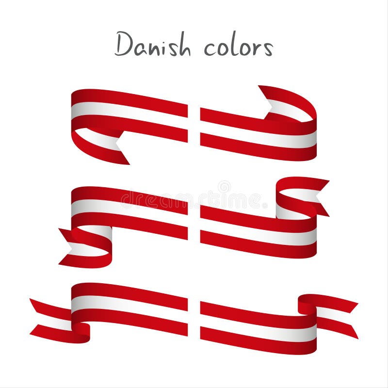 Set of Three Modern Colored Vector Ribbon with the Danish Colors Stock ...