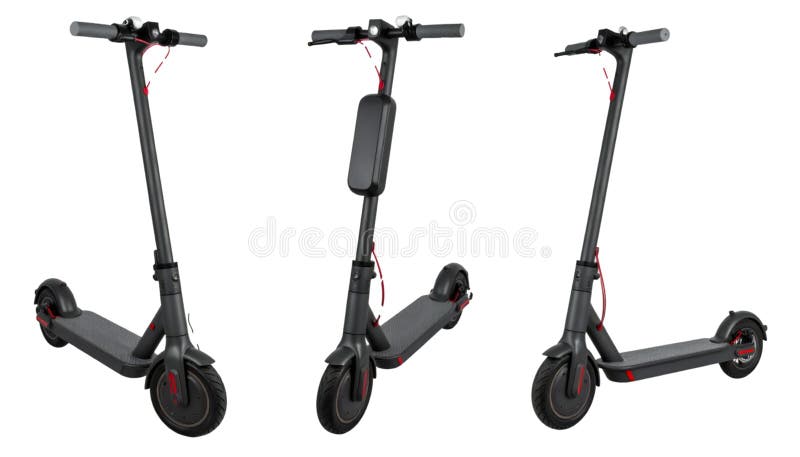 Set of Three Modern Electric Scooters Isolated on Transparent ...