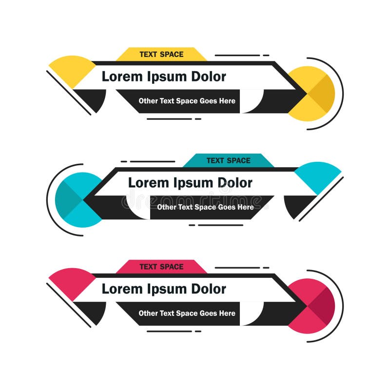 Set of Modern Lower Third Title Stripe Template for Media Broadcast ...