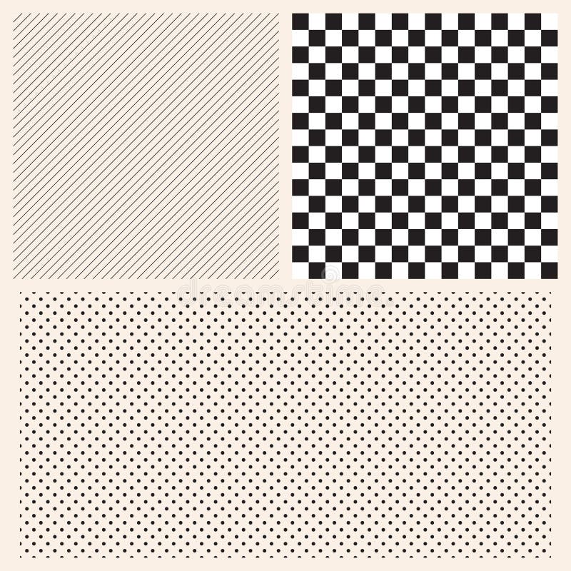 Set of Three Most Popular Seamless Backgrounds - Polka Dots, Checks and ...