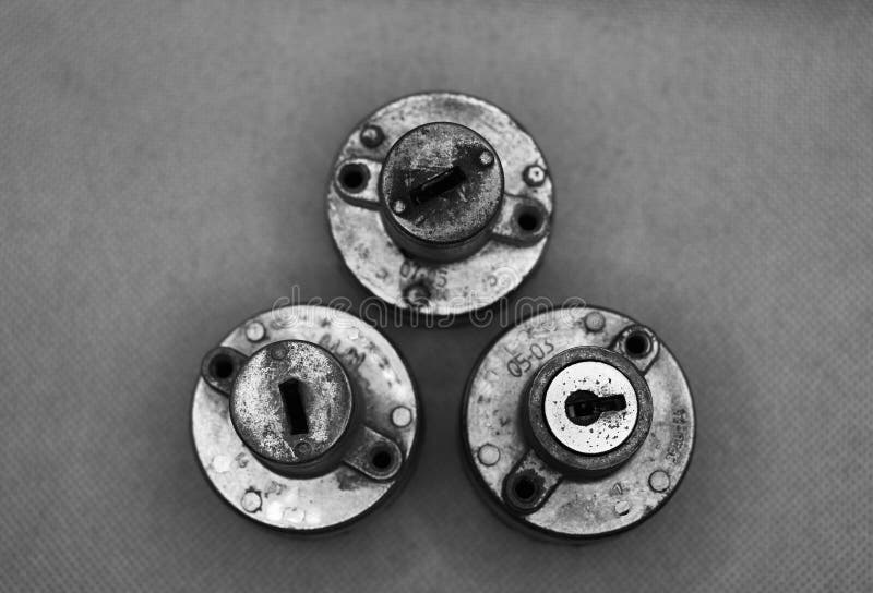Set of Three Motorcycle Ignition Locks Stock Image - Image of security ...