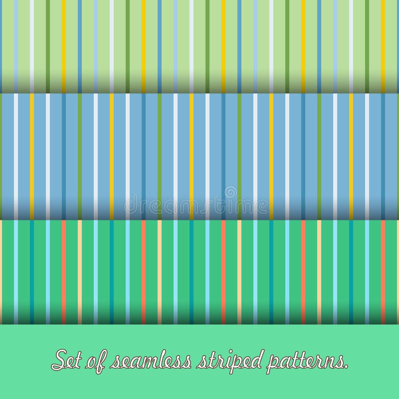 Set of Three Multicolored Seamless Stripes Patterns. Primary Colors are ...
