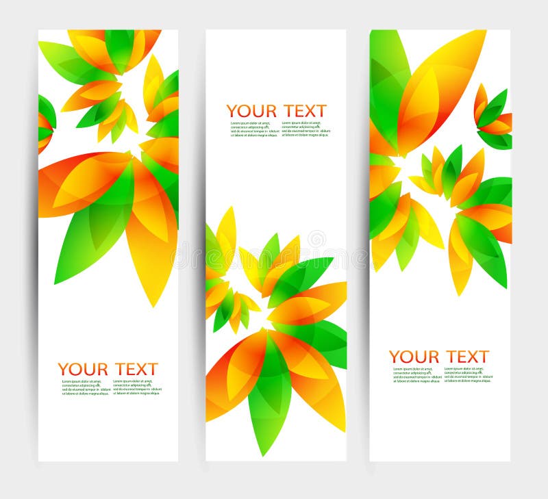 Set of Three Nature Vector Banners with Floral Elements Stock Vector ...