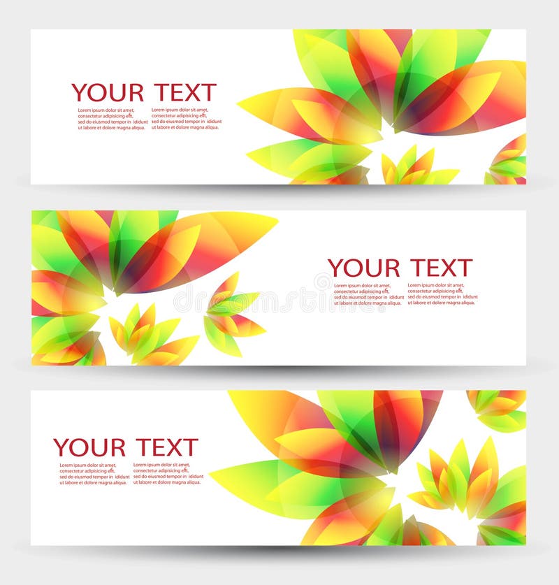Set of Three Nature Vector Banners with Floral Elements and Place for ...