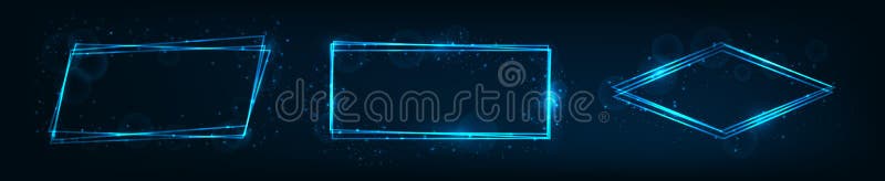 Set of Three Neon Frames with Shining Effects and Sparkles Stock Vector ...